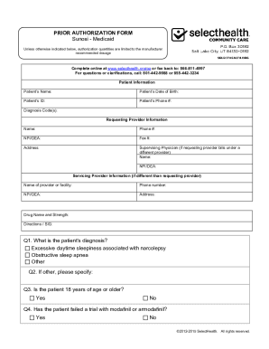 Fillable Online sunosi prior authorization form - patient information ...