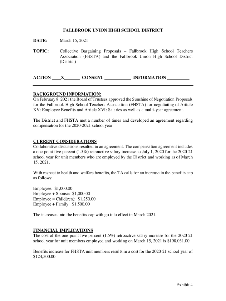 Fillable Online Collective Bargaining Proposals Fallbrook High School ...