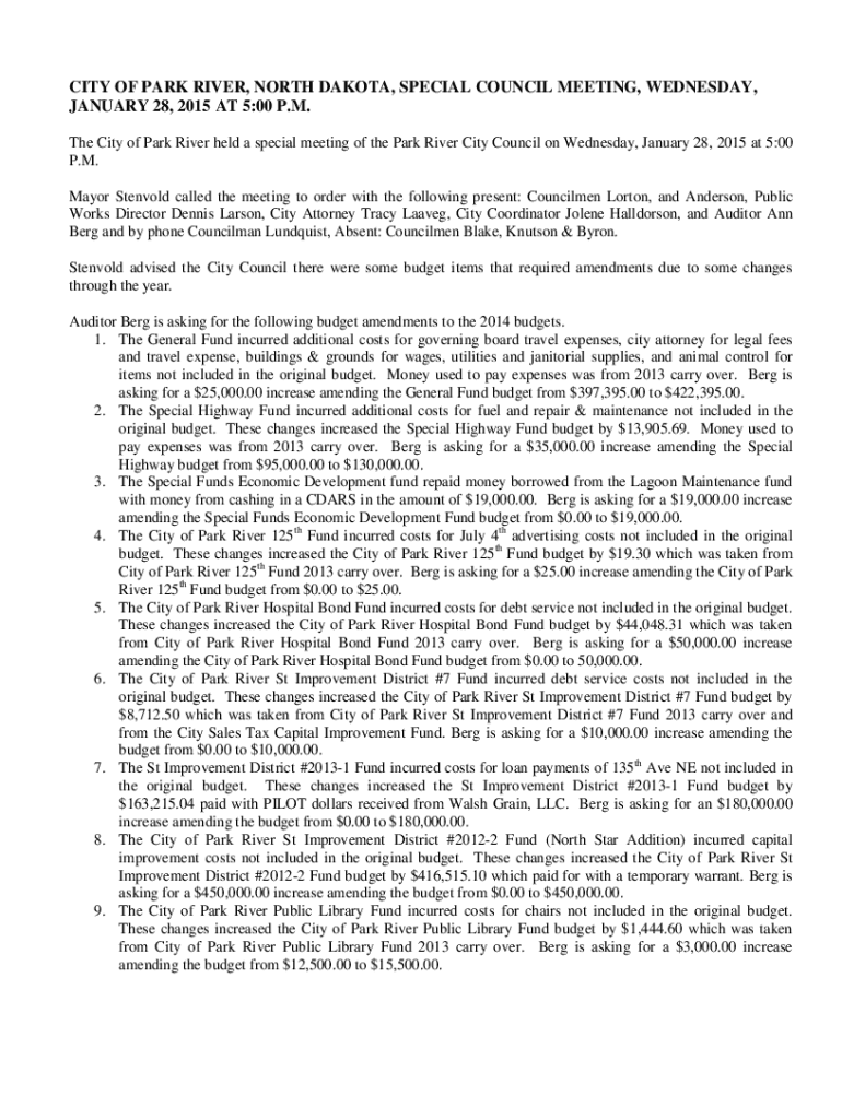 Fillable Online Works Director Dennis Larson, City Attorney Tracy ...