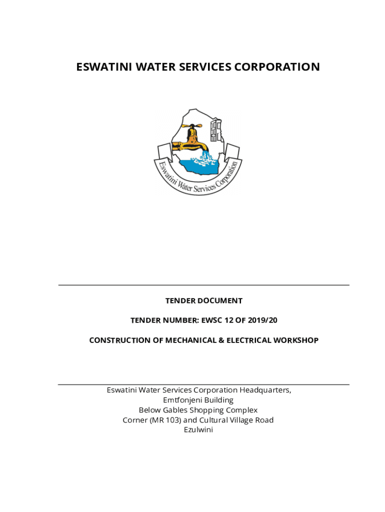 Fillable Online Eswatini Water Services Corporation (EWSC) Overview Fax ...