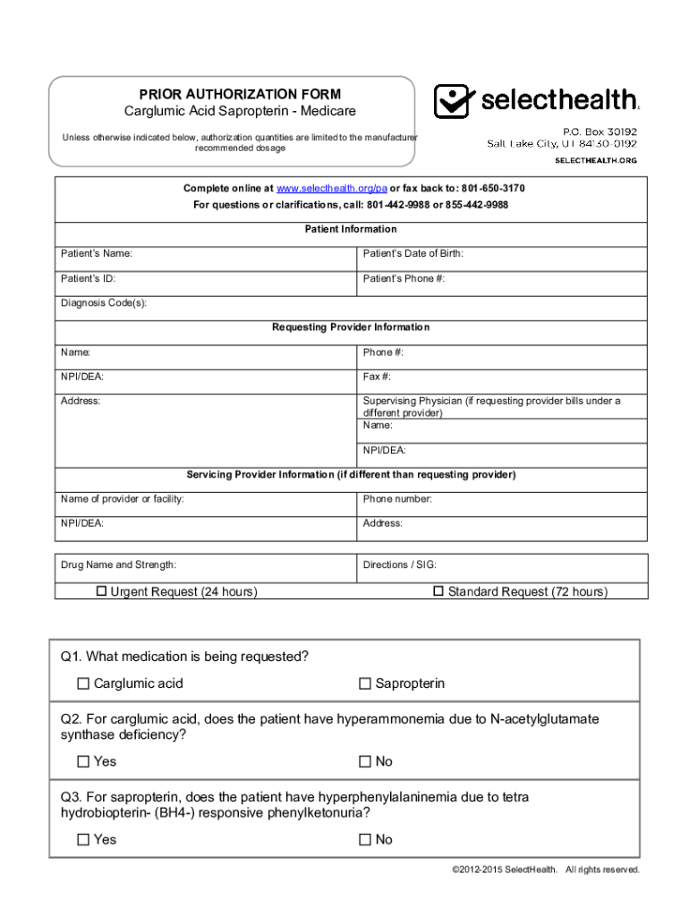 Fillable Online Medical Prior Authorization List (For Drugs ...