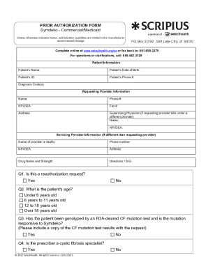 Fillable Online Symdeko - Prior Authorization Fax Email Print - pdfFiller