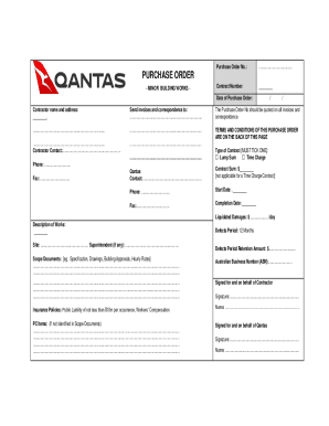 Fillable Online Qantas Purcharse Order form (Minor works) Fax Email Print - pdfFiller