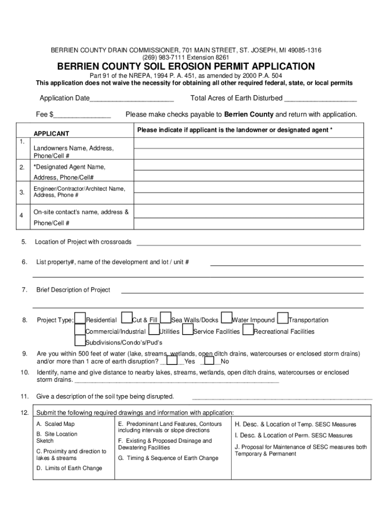 Fillable Online Berrien County Soil Erosion and Sedimentation Control ... Fax Email Print ...