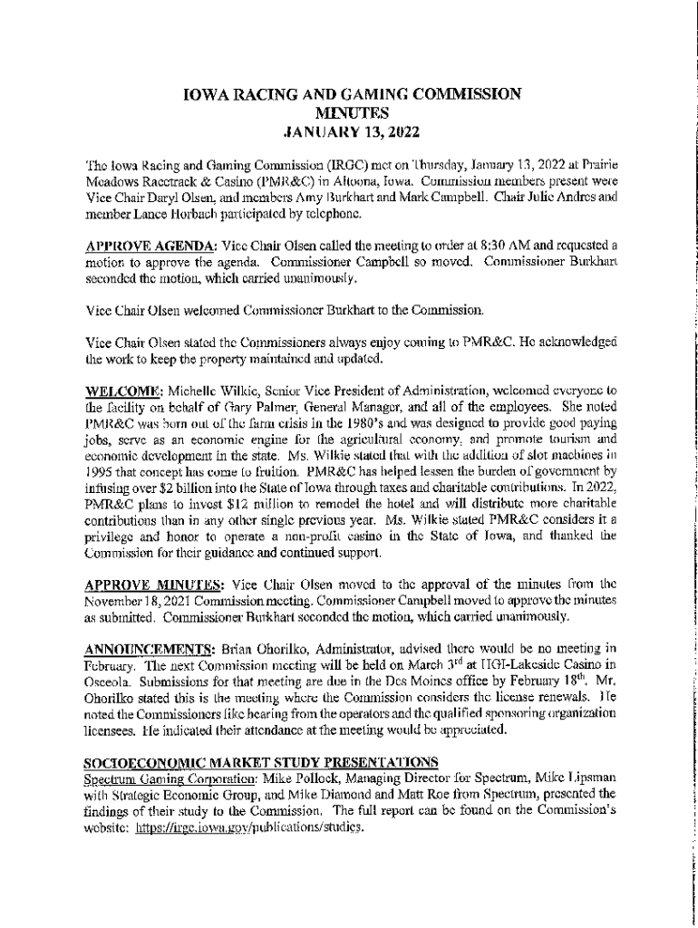 Fillable Online Welcome to the Iowa Racing and Gaming CommissionIowa ...