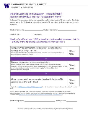 Fillable Online ehs washington HSIP TB Risk Assessment Form - EHS Fax ...