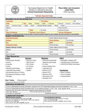 Fillable Online Clinical Submission Requisition Place State Lab ...