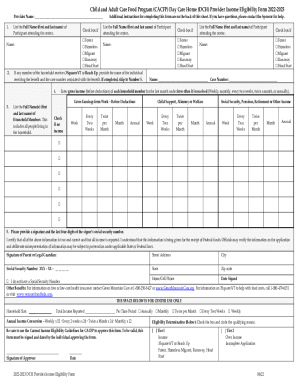 Fillable Online education vermont CACFP DCH Provider Income Form 2022 ...