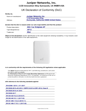 Fillable Online UK Declaration of Conformity (DoC) - Mist Systems Fax ...