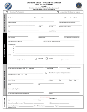 Fillable Online Cremation Form 3-19.docx Fax Email Print - pdfFiller