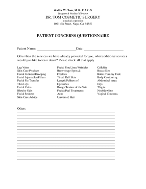 Fillable Online Patient Concerns Questionnaire Fax Email Print - pdfFiller
