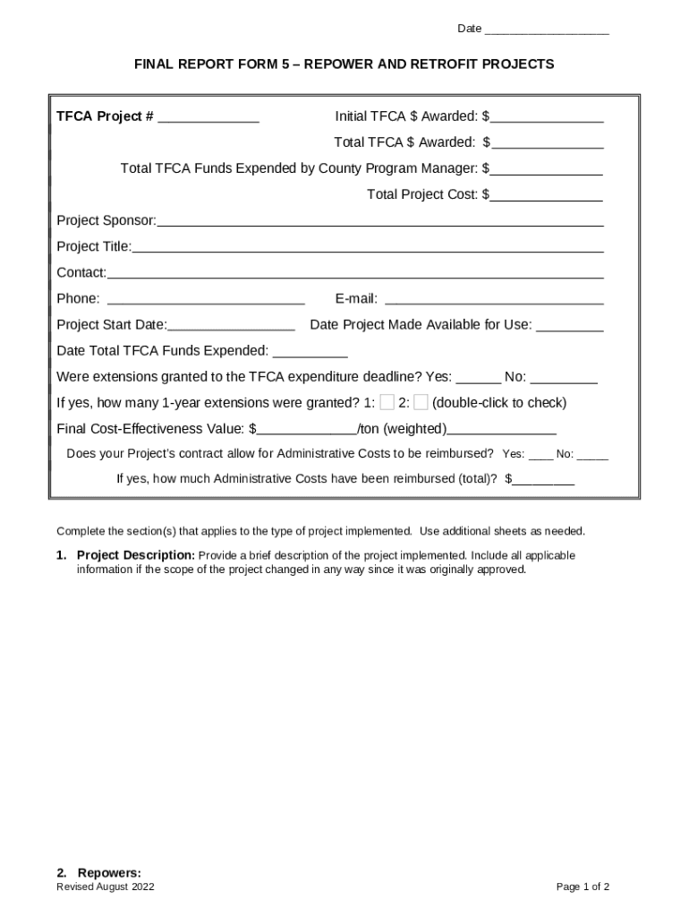 TFCA Project Ination Doc Template | pdfFiller