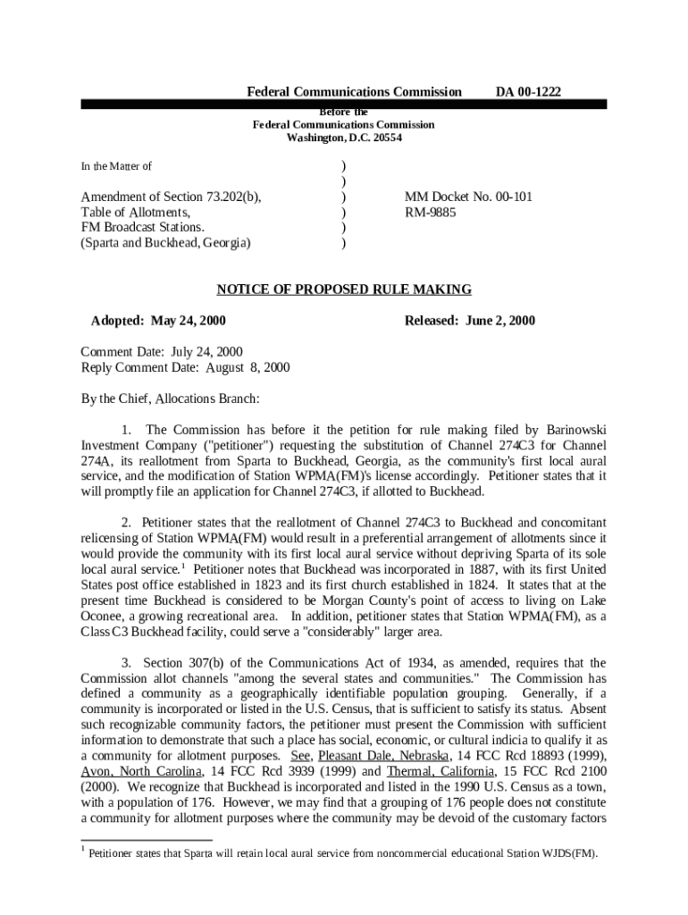 Table of Allotments,)RM-9885 Doc Template | pdfFiller