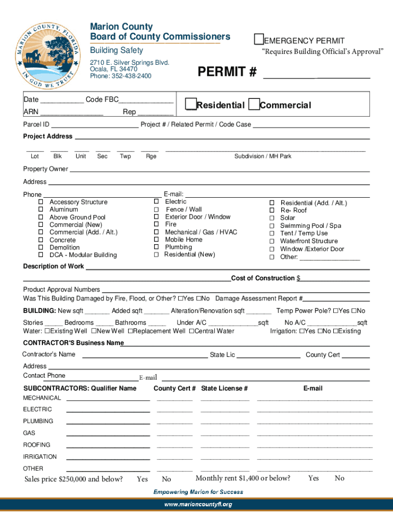 2022-2026 Form FL Permit Application - Marion County Fill Online ...