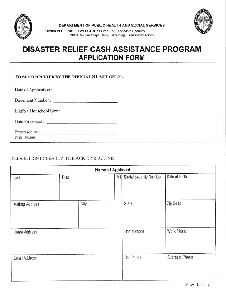 Fillable Online dphss guam Prugrman Salppe'... - Guam Department of ...