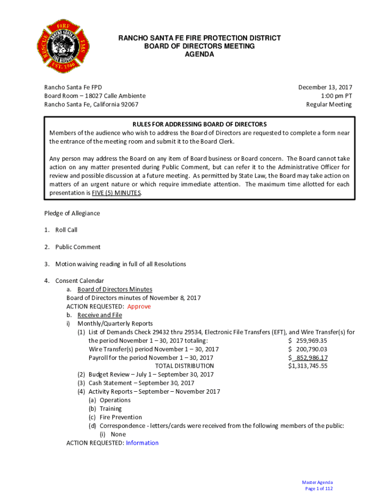 Fillable Online Rancho Santa Fe Fire Protection District - Firefighting ...