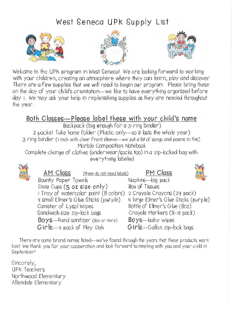 Fillable Online Universal Prekindergarten Program / Universal Pre-K ...