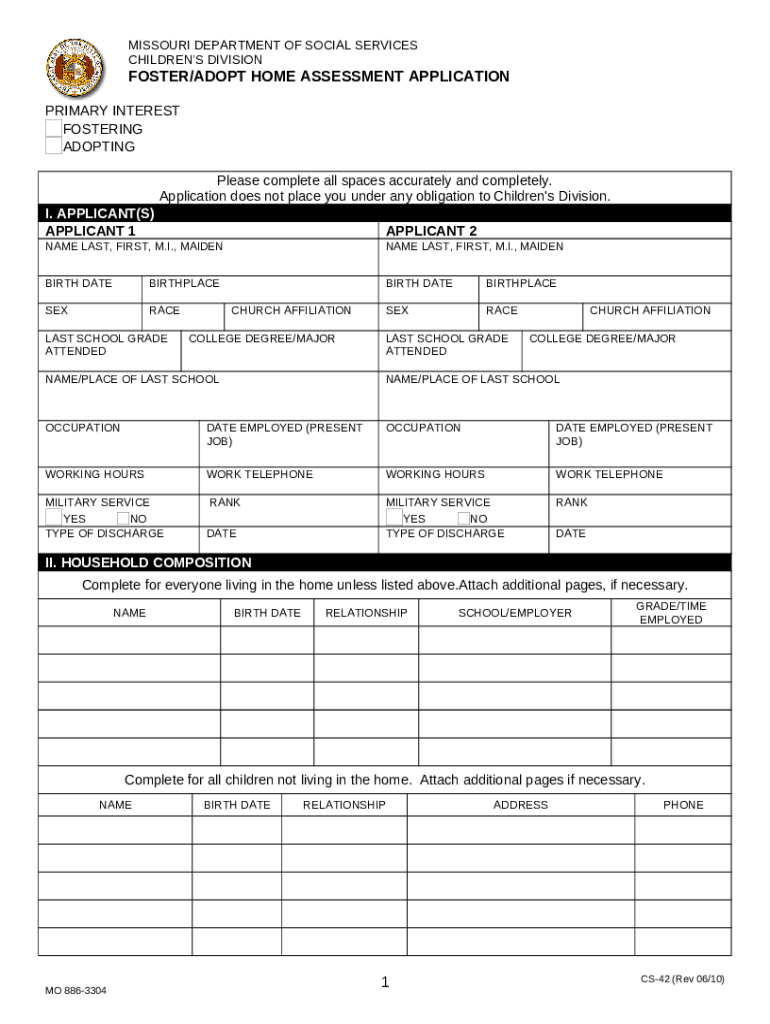 Foster Parent Licensing in Missouri Doc Template | pdfFiller