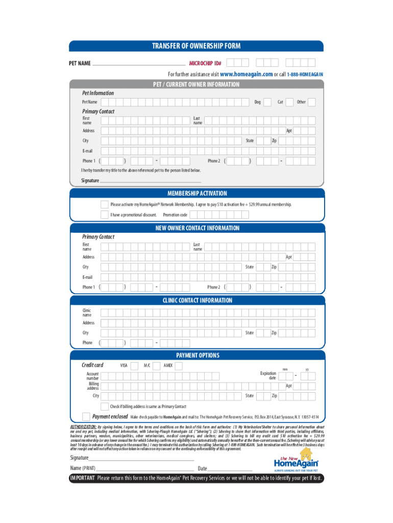 Fillable Online Transfer Ownership FormFill Out and Use This PDF Fax Email Print - pdfFiller