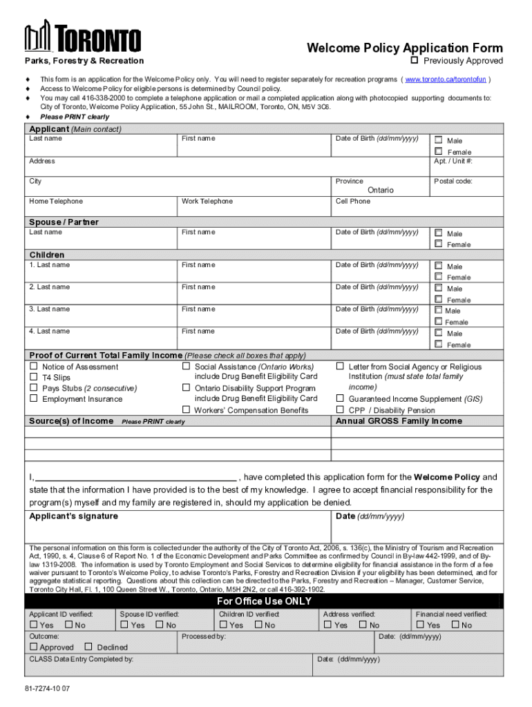 Fillable Online Welcome Policy Form - Fill Out and Sign Printable PDF ...
