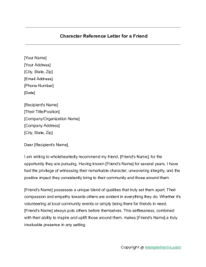 Fillable Online Writing A Personal Reference Letter For A Friend. Fax ...