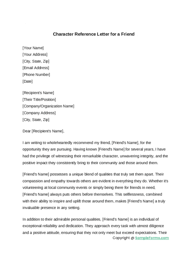 How to Write A Professional Reference Letter ... Doc Template | pdfFiller