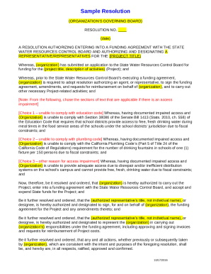 (14) Sample Resolution for Funding Agreement Doc Template | pdfFiller