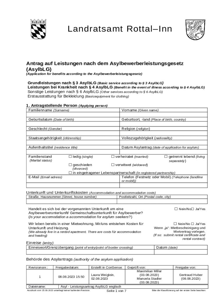 Application for benefits under the German Asylum Seekers ... Doc ...