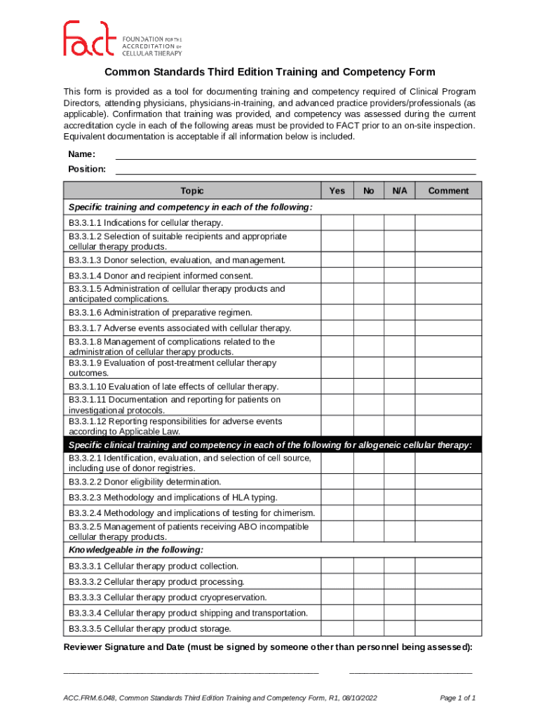 Common Standards Training and Competency , Third ... Doc Template ...