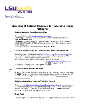Checklist of Actions Required for Incoming House Officers Doc Template ...
