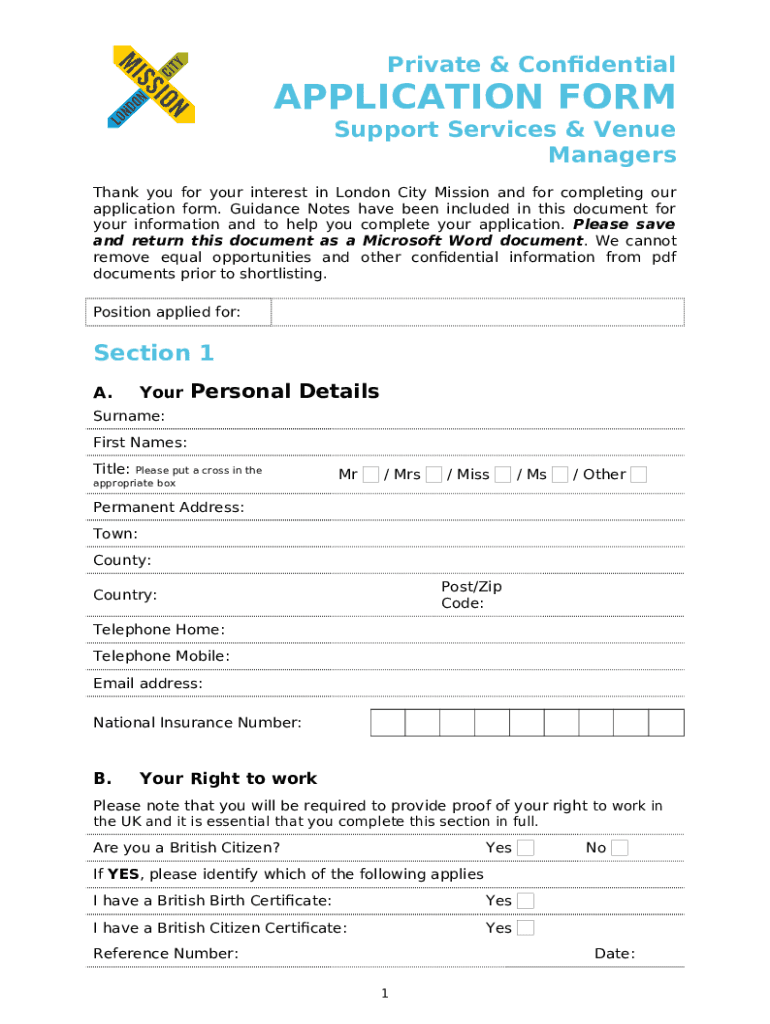 Private & Confidential APPLICATION Support ... Doc Template | pdfFiller