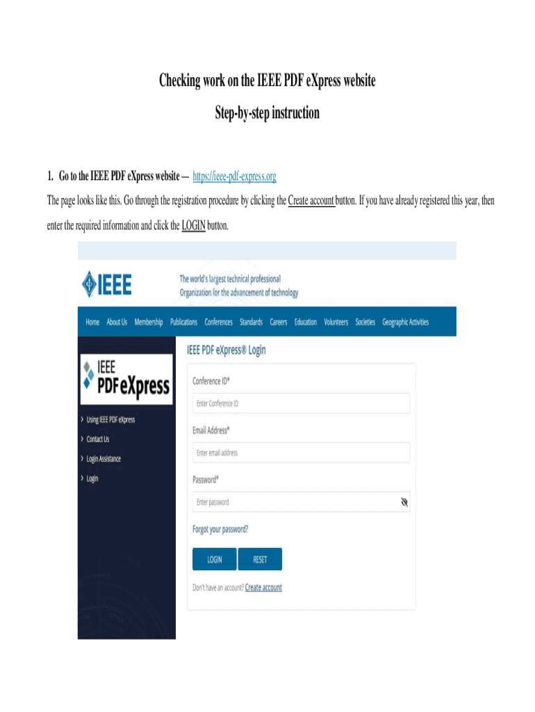 Fillable Online Checking work on the IEEE PDF eXpress website Step-by- ... Fax Email Print ...