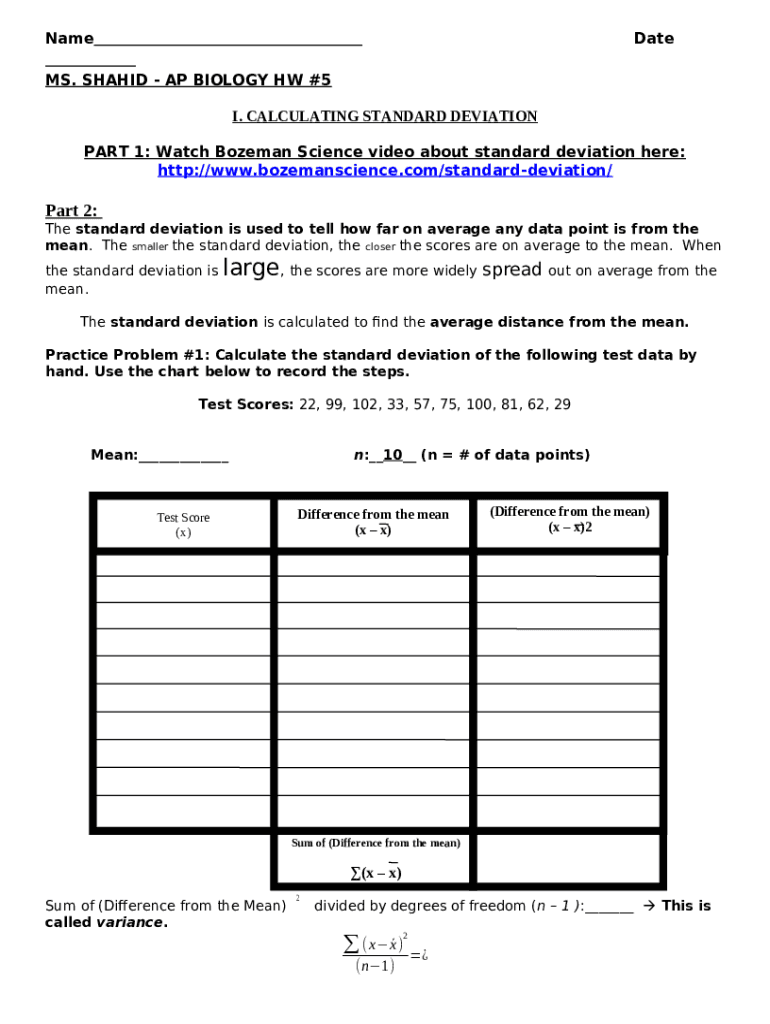 AP Biology Calculations Review KEY Doc Template | pdfFiller