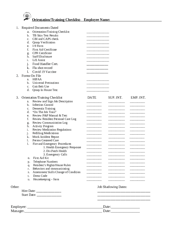 s Staff training check off list.docx Doc Template | pdfFiller