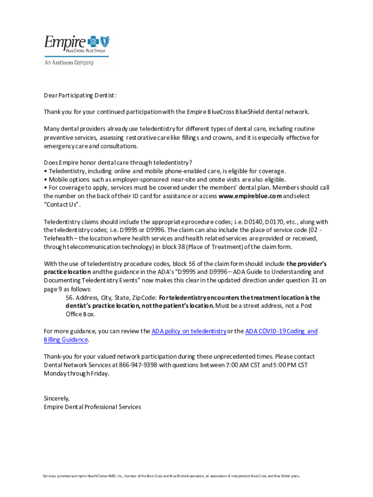 Fillable Online Best Empire Blue Cross Blue Shield (Dental) Dentists ...