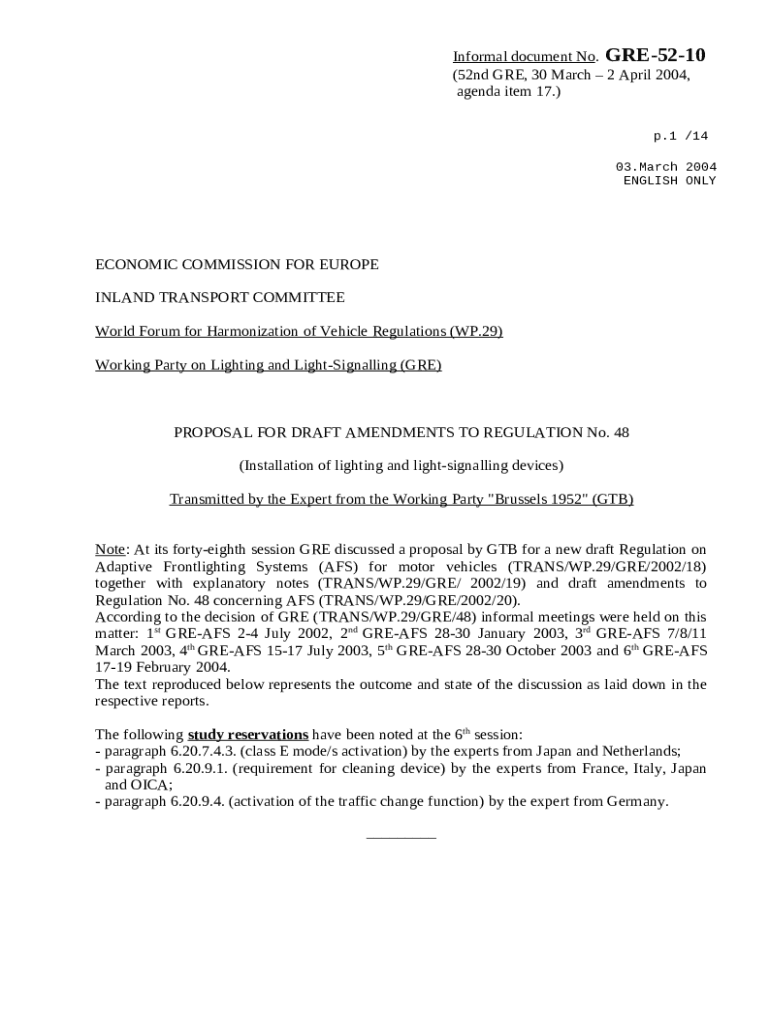 REGULATION 48 DRAFT AMENDMENTS ON AFS. INSTALLATION OF LIGHTING ...