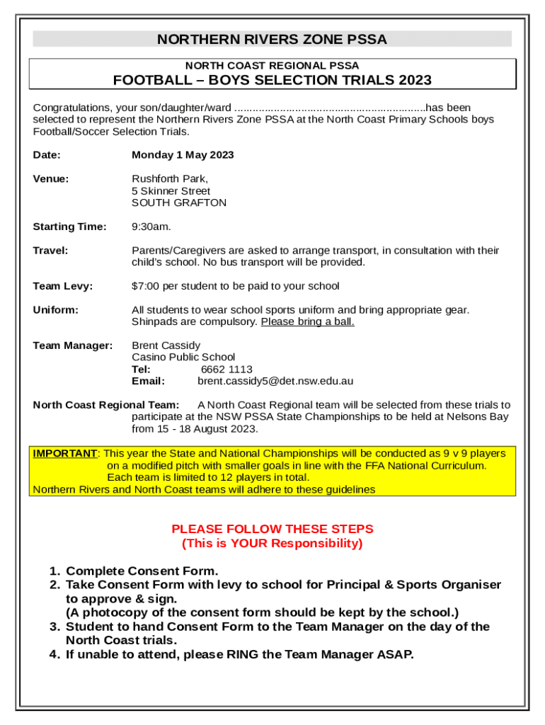 has been selected to represent the Northern Rivers Zone PSSA at the ...