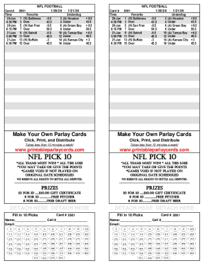 Fillable Online PARLAY CARD PARLAY CARD Fax Email Print - pdfFiller