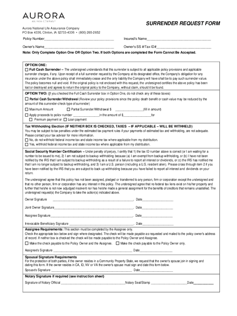 Fillable Online Aurora Service Forms Fax Email Print - pdfFiller