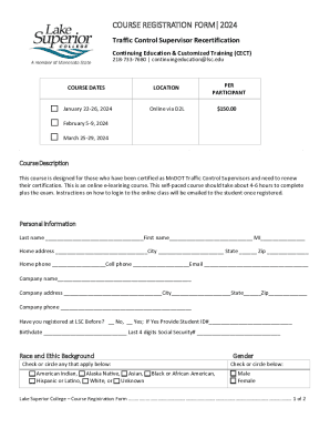Fillable Online COURSE REGISTRATION FORM 2024 Fax Email Print - pdfFiller
