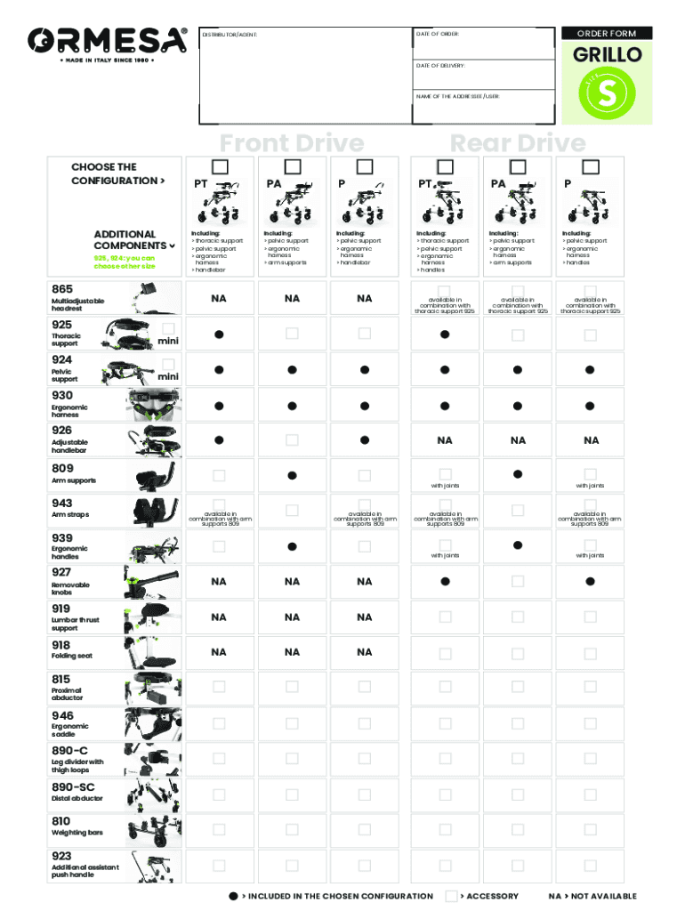 Fillable Online Grillo Gait Trainer Order Form - Fill Online, Printable ...