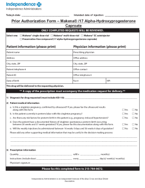 Fillable Online Prior Authorization Form for . Please use this form to ...