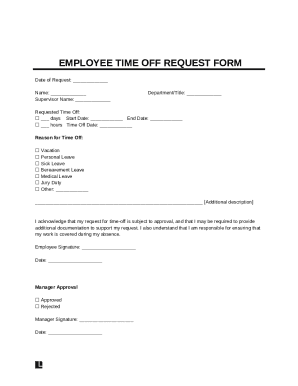Free Employee Time-Off Request Template Doc Template | pdfFiller