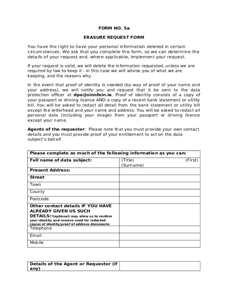 Personal Data Access, Rectification and Erasure Request ... Doc ...