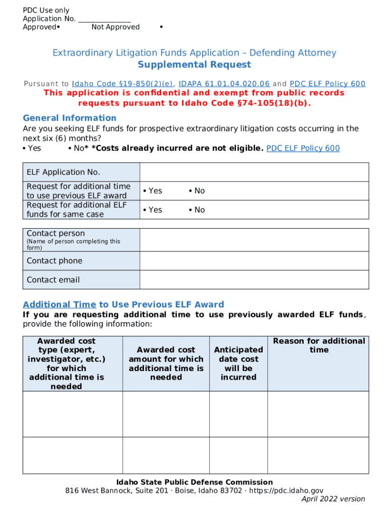 ELF Additional Funds/Time Request for Defending Attorneys Doc Template ...