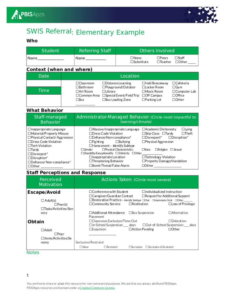 SWIS Office Referral Doc Template | pdfFiller