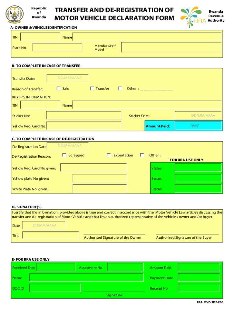 Rwanda Revenue Authority - Fill Online, Printable, Fillable, Blank ...