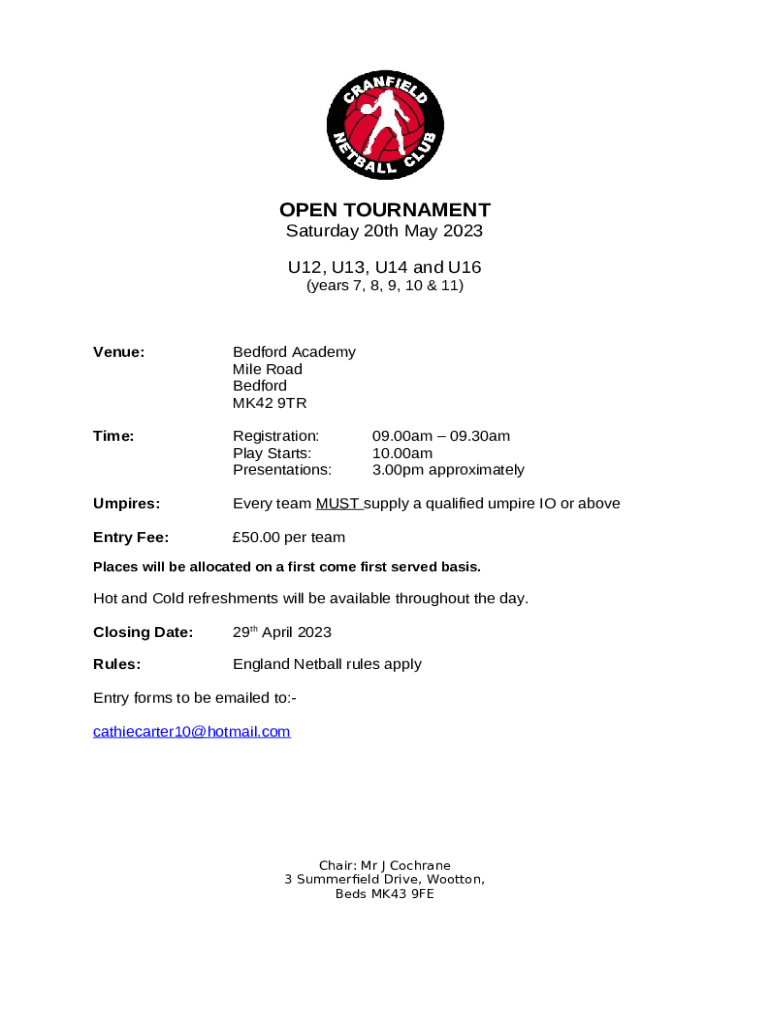 U12, U13, U14 and U16 Doc Template | pdfFiller