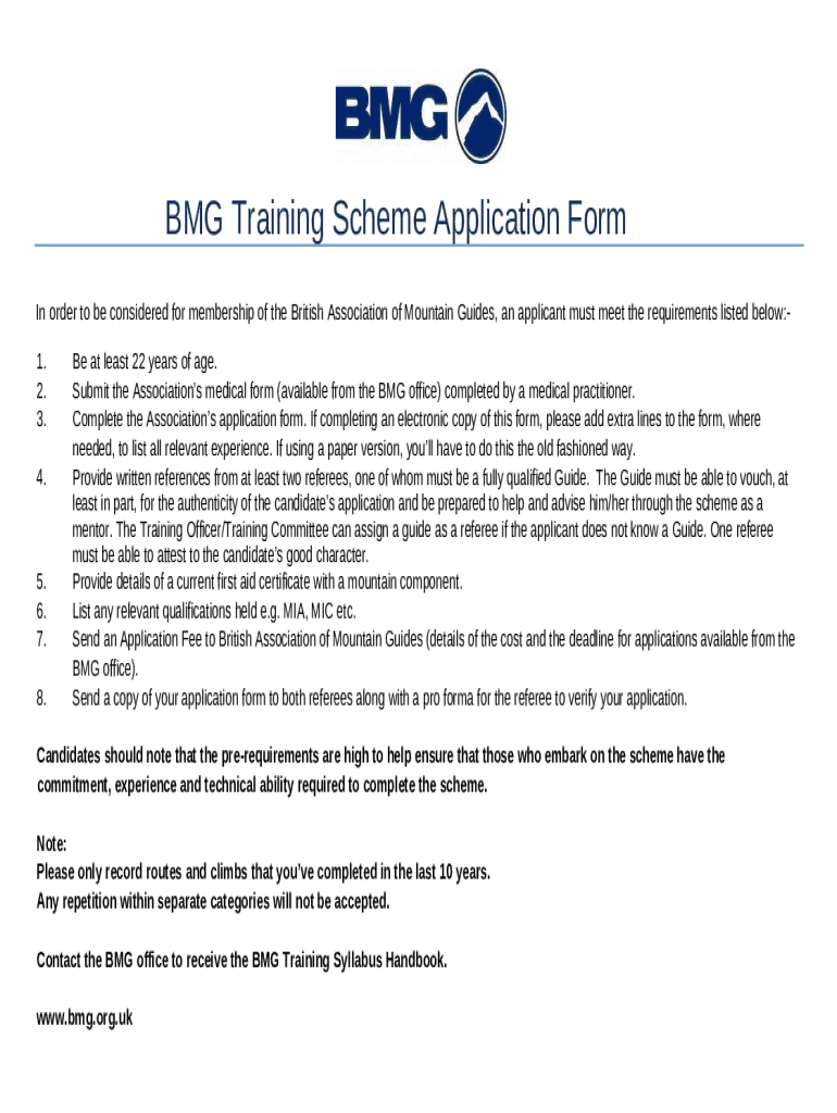 BMG Application - Revision Dec 2014 Doc Template | pdfFiller