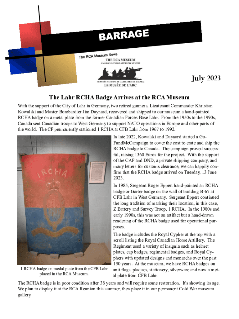 Fillable Online 1 RCHA - Regimental Lines in LahrThen and Now Fax Email ...